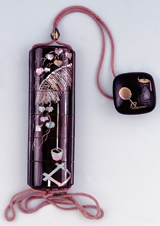 Inro (Container For a Seal), 5 Sections With Netsuke and Ojime ...